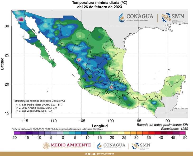 CONAGUA Clima on Twitter: "Consulta diariamente las #Temperaturas mínimas que se registran en # ...