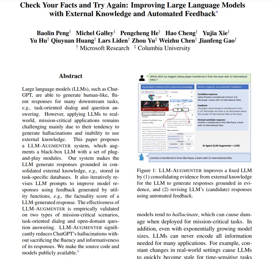 Aran Komatsuzaki on Twitter: "Check Your Facts and Try Again: Improving ...