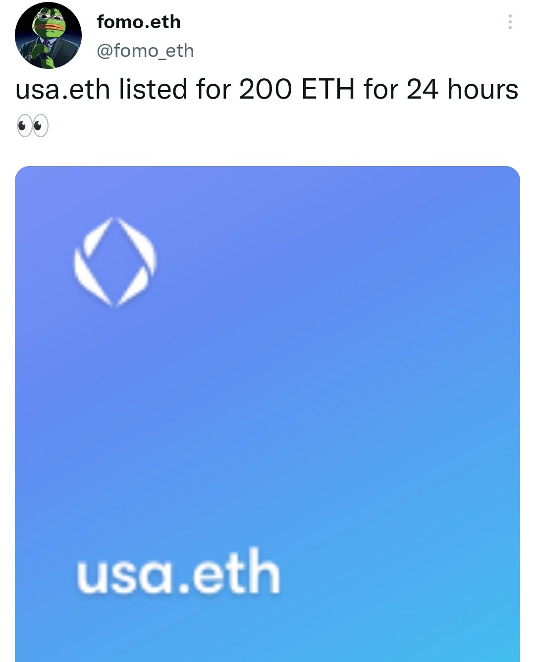 anon.eth on Twitter: "usa.eth was listed for 200 eth this weekend and didn't even get a 10 eth ...