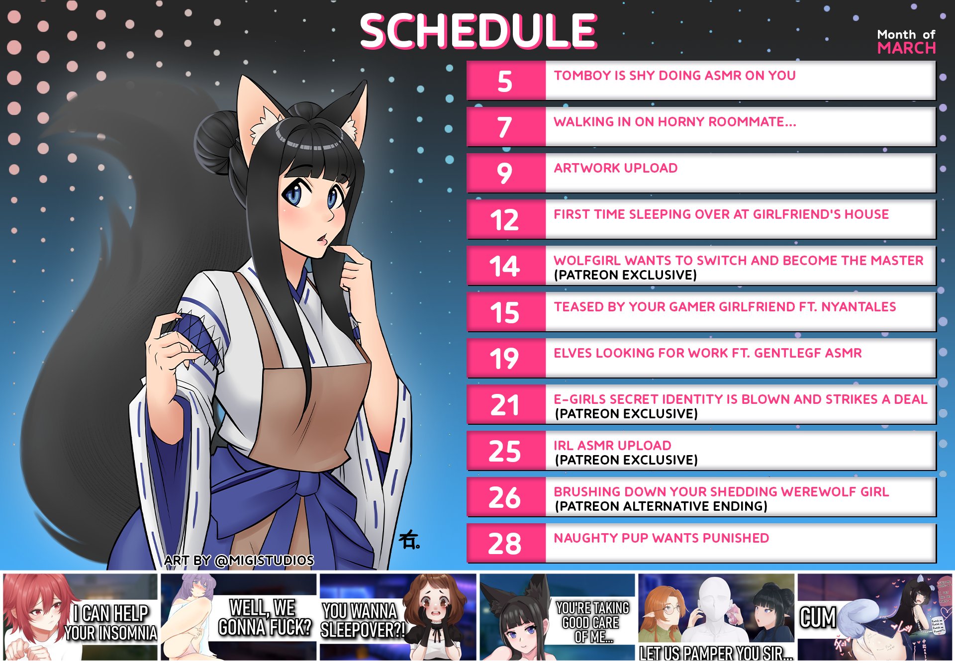 🔞 DTL 🔞 on Twitter: "Here's the upload schedule for this month - lots of fun plots with ...