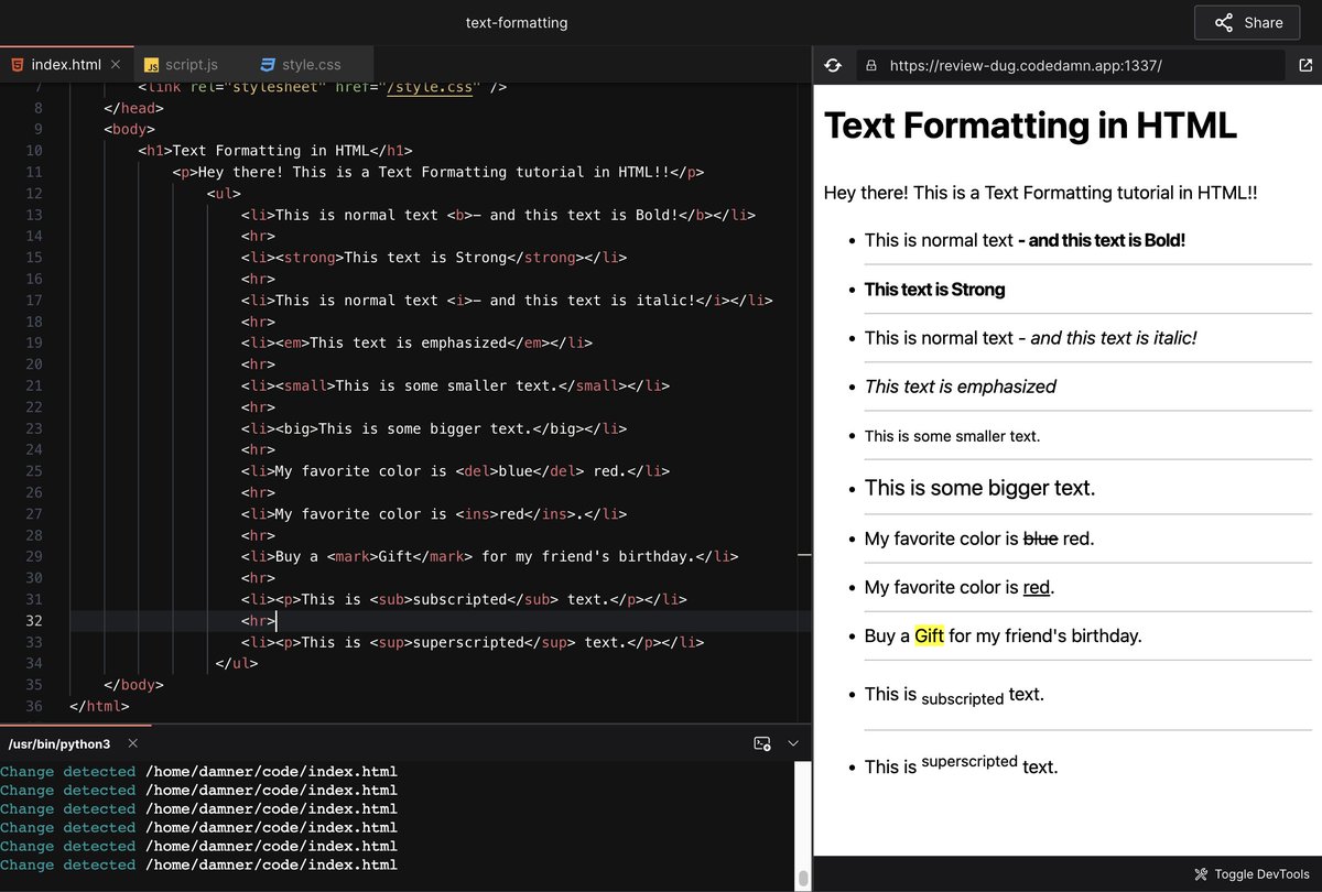 HTML Text Formatting Made Easy. A Beginner's Guide📕 Thread: - Thread from codedamn @codedamncom ...