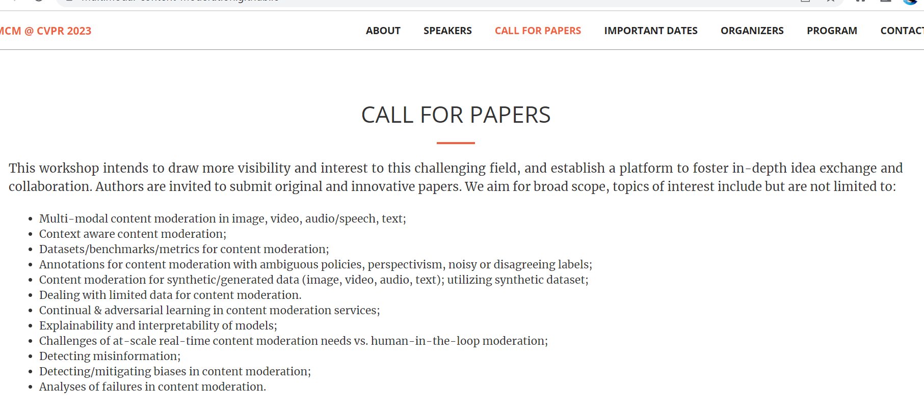 #CVPR2023 on Twitter: "RT @meverteam: The first IEEE Workshop on Multimodal Content Moderation ...