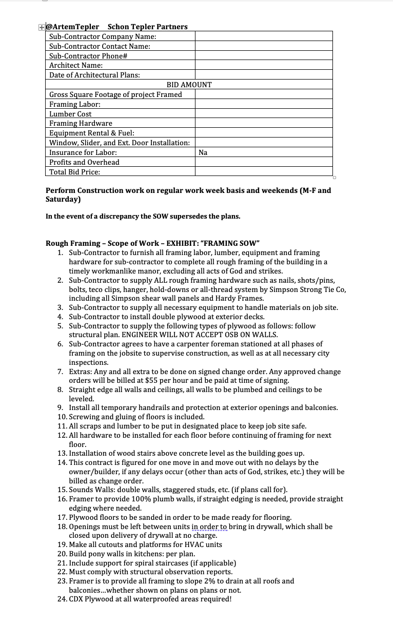 Scope Of Work Sample