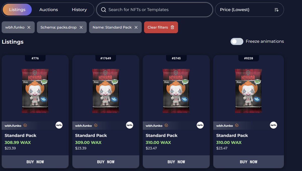 UltraDan on Twitter: "WBH standard packs are a much better deal in terms of $/NFT right now than ...