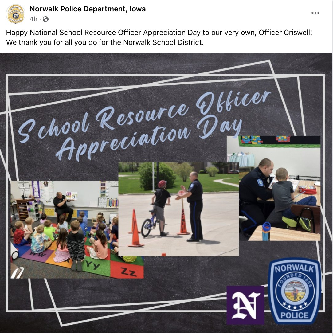 Norwalk Schools on Twitter: "A HUGE thank you to our school resource officer Mr. Criswell for ...
