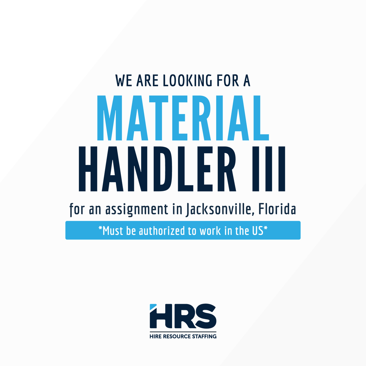 Hire Resource Staffing on Twitter: "We are hiring a Material Handler III for an assignment in ...