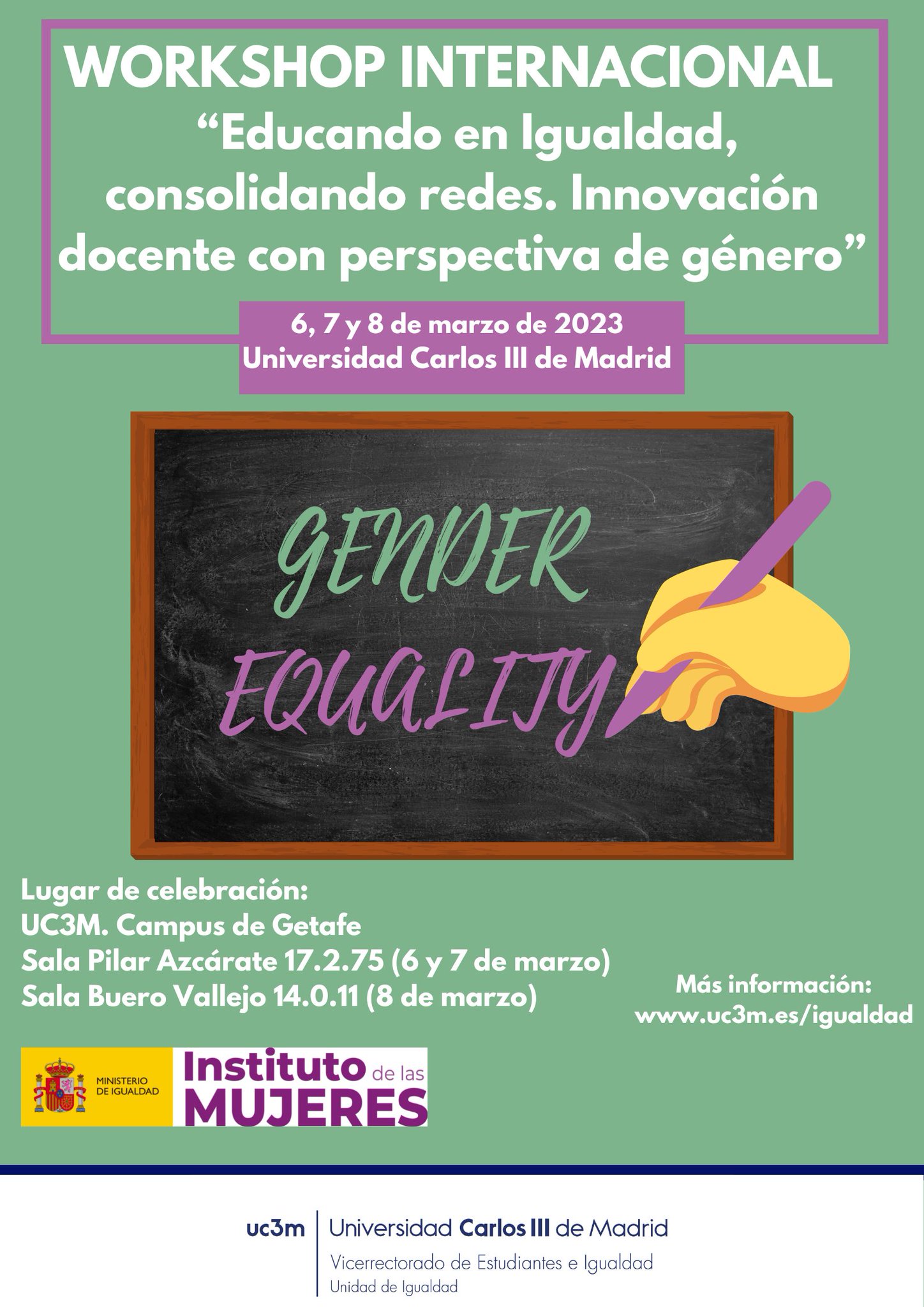 Unidad Igualdad UC3M on Twitter: "🟣WORKSHOP INTERNACIONAL: "Educando en Igualdad, consolidando ...