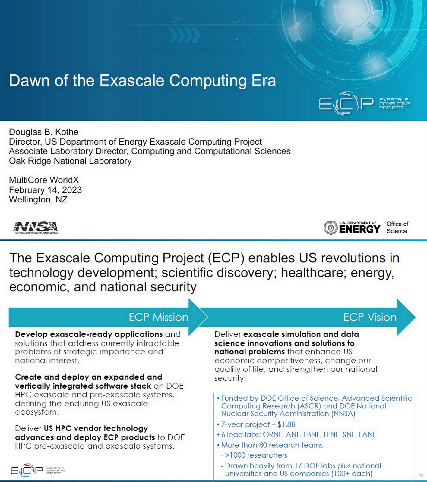 OGAWA, Tadashi on Twitter: "=> "Dawn of the Exascale Computing Era", Doug Kothe, Director, DoE ...