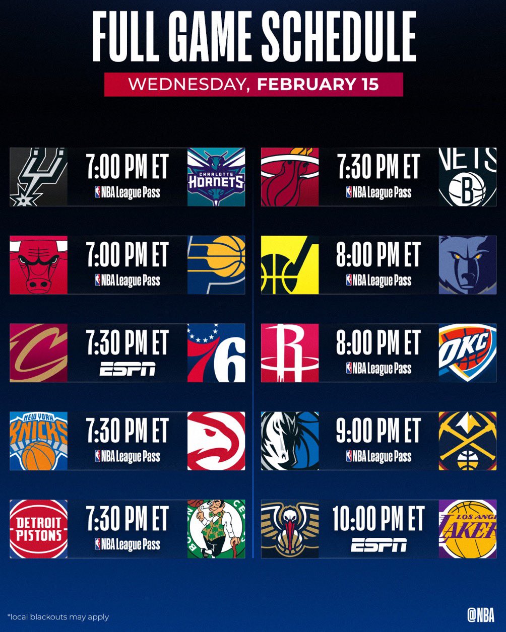 NBA on Twitter: "Wednesday night's slate on ESPN and the NBA App... ️ 3 vs. 4 in the East ️ Luka ...