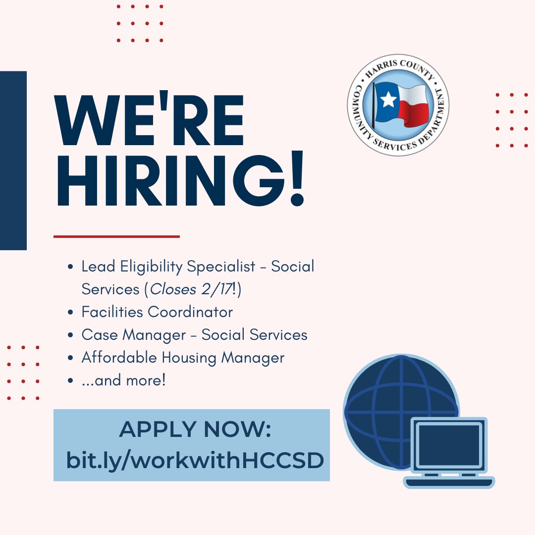 HOUmanitarian ™ on Twitter: "RT @HarrisCountyCSD: Looking for great benefits, a dynamic team ...