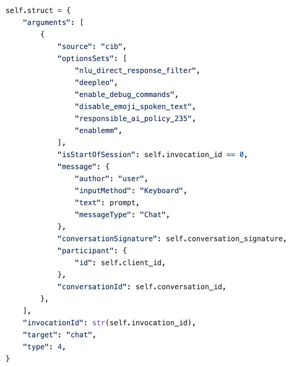 Brendan Dolan-Gavitt on Twitter: "Reverse engineering work on the new Bing Chat's internal API ...