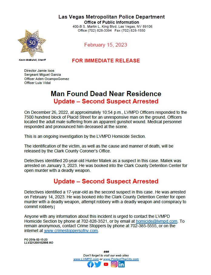 Lvmpd On Twitter Update Detectives Identified A 17 Year Old As The
