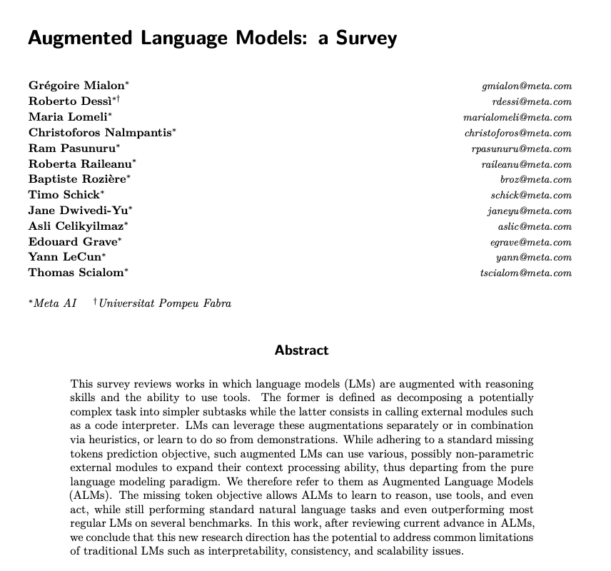 AK on Twitter: "Augmented Language Models: a Survey abs: https://t.co/d2ox0RJ4cI https://t.co ...
