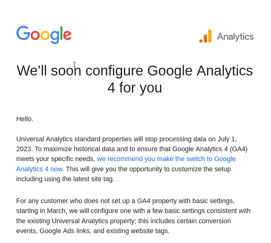 Plausible Analytics on Twitter: "GA: you must switch to GA4 as we'll stop tracking stats ...