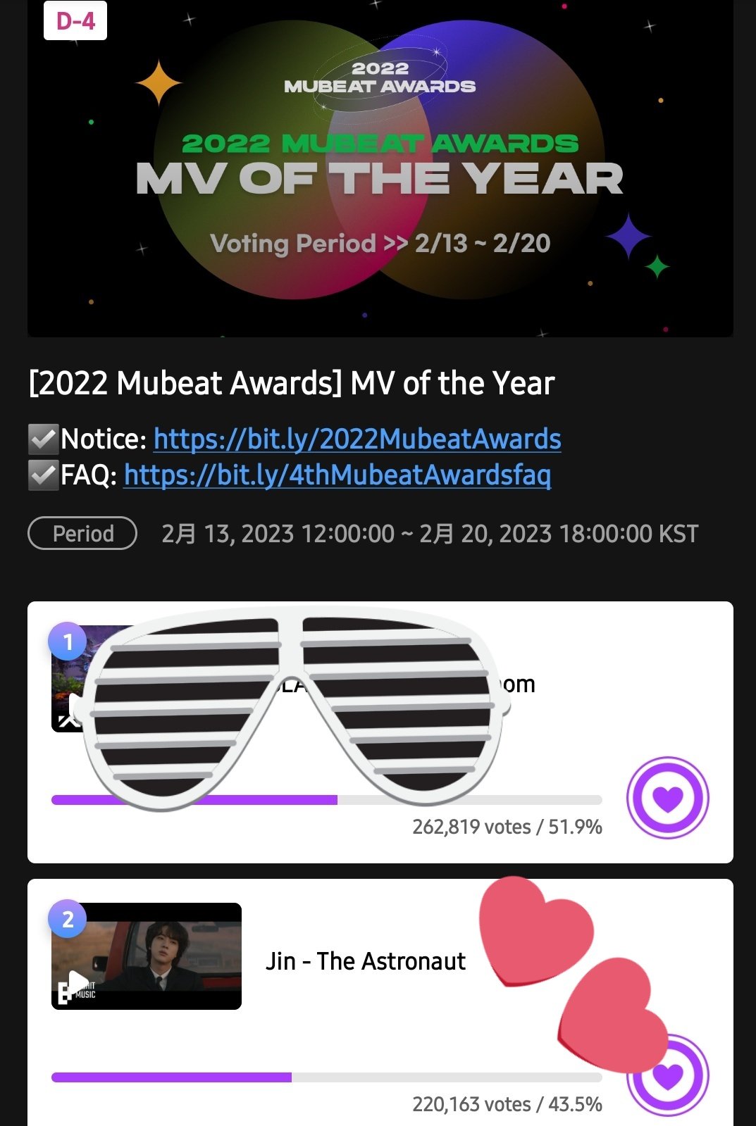 Asayo🌕️💫 on Twitter: "🗳️2022 Mubeat Awards (~2/20) ⭐MV OF THE YEAR⭐ ジンくんのThe Astronaut に投票しました🥰 ...