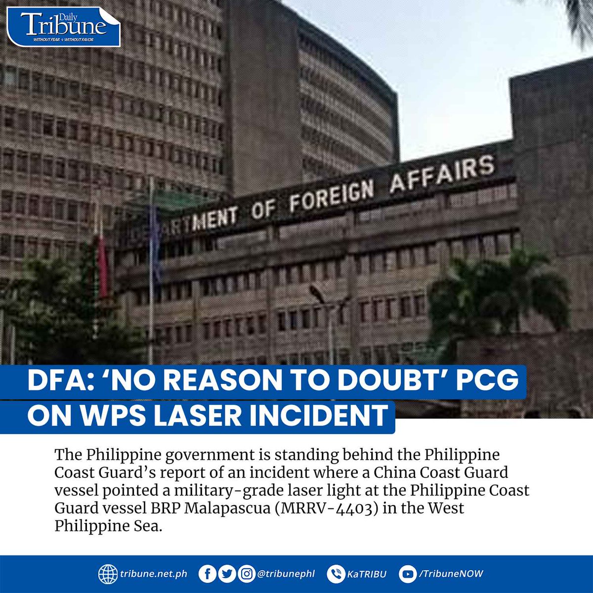 Daily Tribune on Twitter: "“As far as the DFA is concerned, we have no reason to doubt the ...