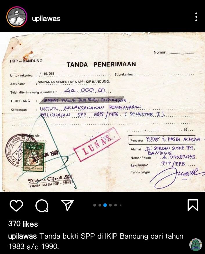 Tanyarl ㅡ 🚫 Rep OOT/JUALAN/LINK AFF on Twitter: "Tanyarl wah, bayar kuliah tahun 80an ternyata ...
