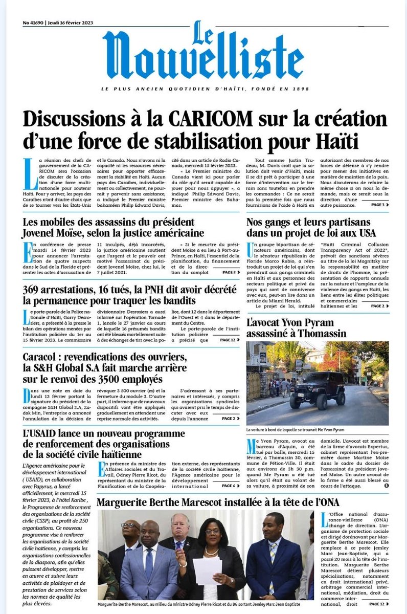 Le Nouvelliste on Twitter: "La Une du Nouvelliste