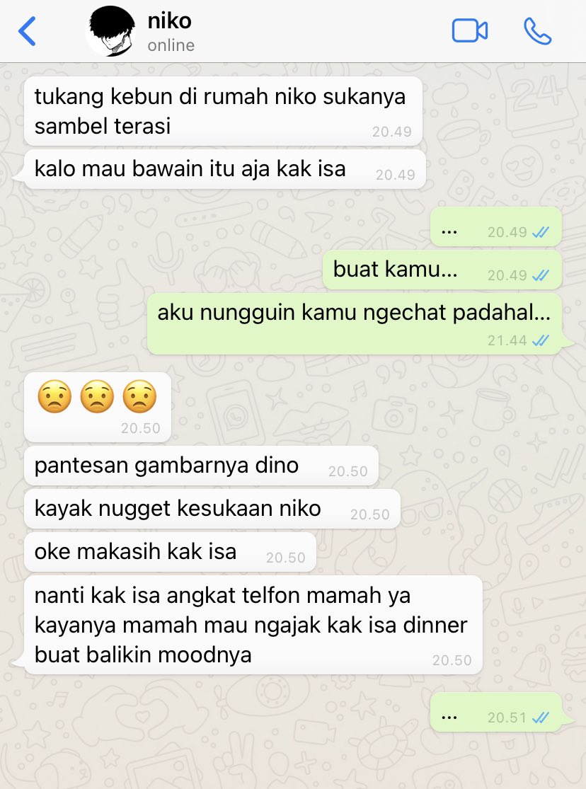 yun ⛅️ on Twitter: "Bonus 1 Niko anak bawang yang mau digombalin kak isa mah gagal 😭"