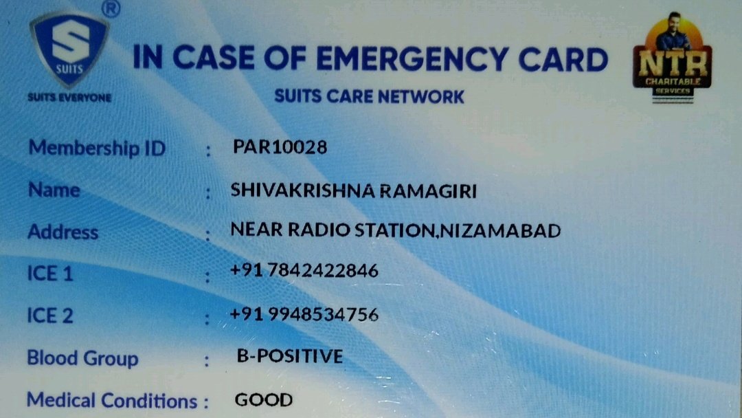 WORLD NTR FANS on Twitter: "RT @NTR_Charities: We Are Uploading The ICE Cards Here Regularly ...