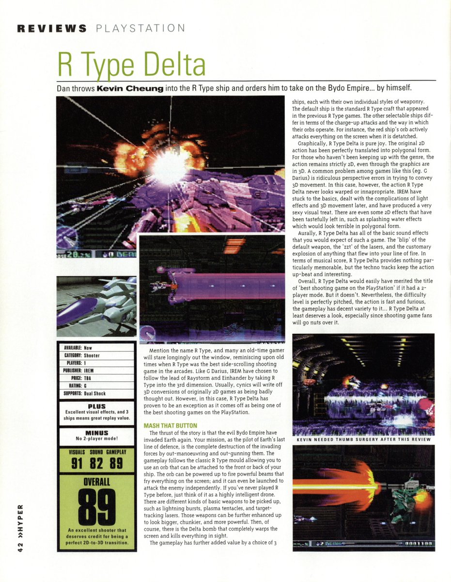 Old Game Mags on Twitter: "Hyper #66, Apr '99 - Review of 'R- Type Delta' on the PSOne."