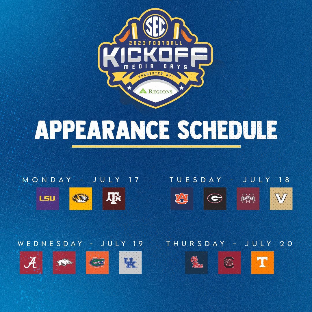 Southeastern Conference on Twitter: "📢 Announcing the appearance schedule for the 2023 SEC ...
