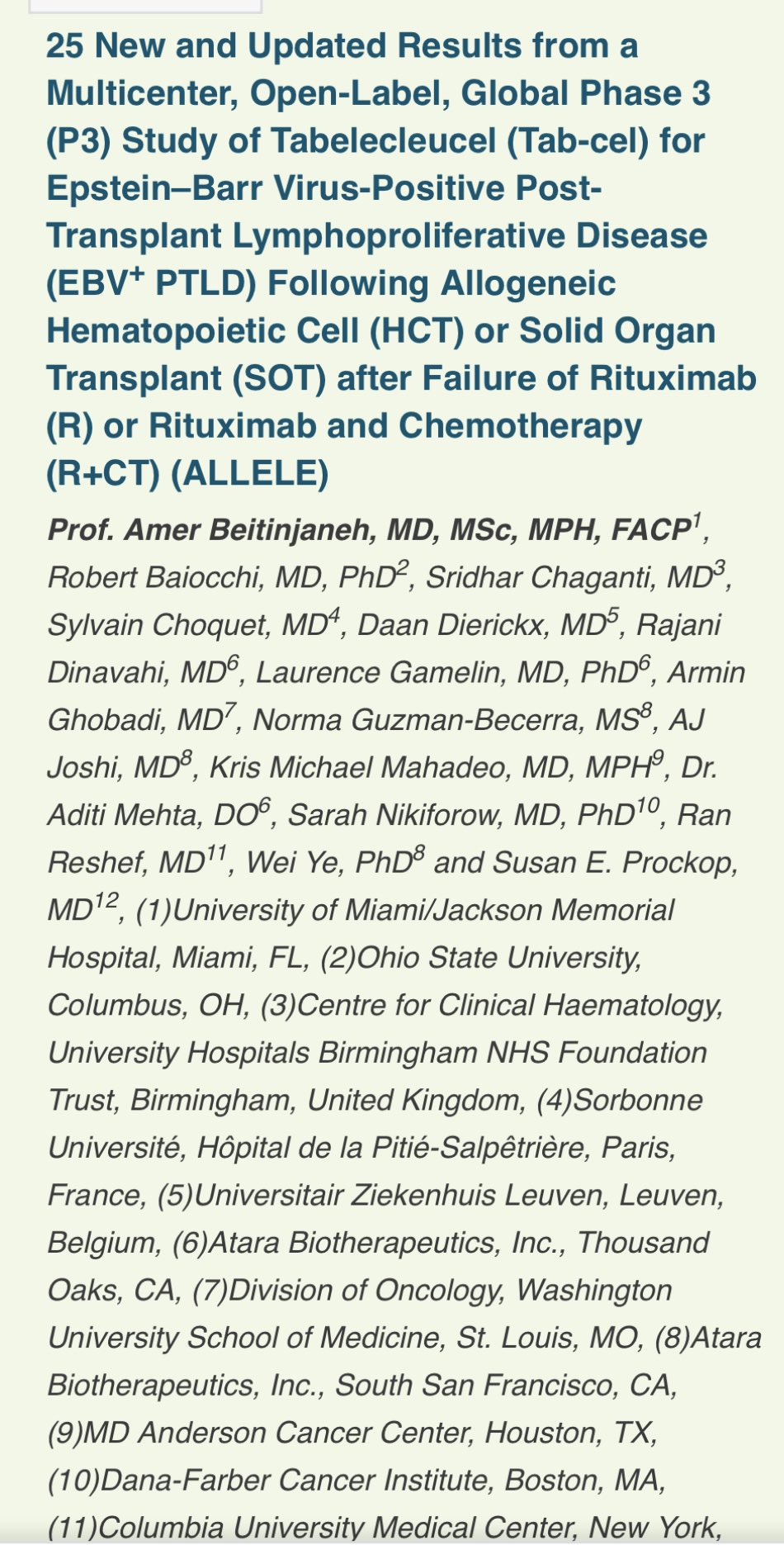 TCT-ASTCT-CIBMTR 2023: New and Updated Results from a Multicenter, Open ...