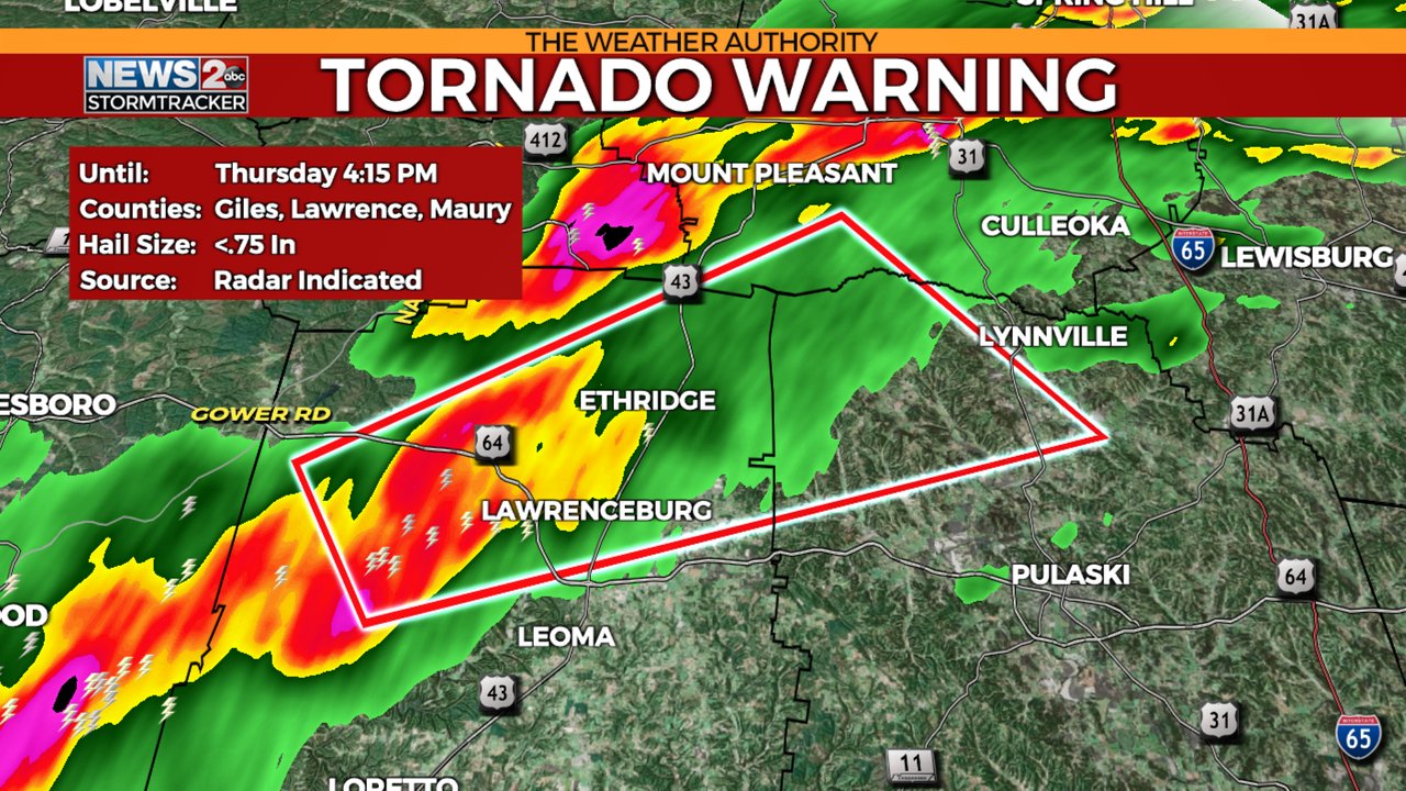 WKRN News 2 on Twitter: "WEATHER ALERT: Tornado Warning for the area in red. Stay tuned to #wkrn ...