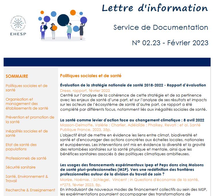 EHESP-bibliotheque on Twitter: "[ ️ Lettre d'information service documentation EHESP] Retrouvez ...
