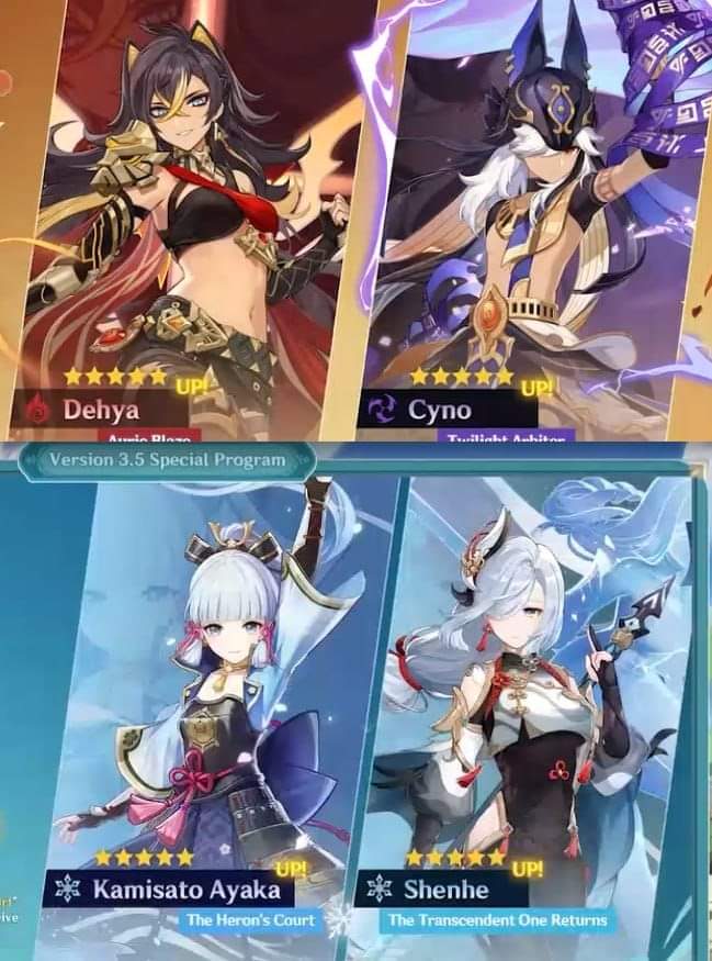 Teyvat Tabloid ⚡ LORE & MEMES ⚡ on Twitter: " 3.5 BANNERS Who are you wishing for ? Dehya is a ...