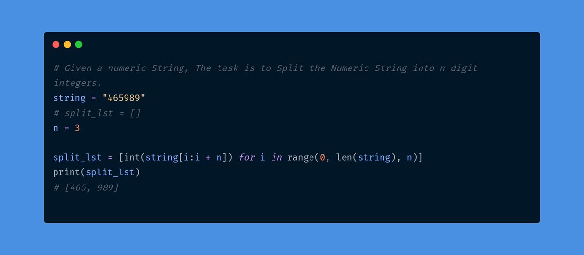 Khalid On Twitter Pythontask Given A Numeric String The Task Is To Split The Numeric String