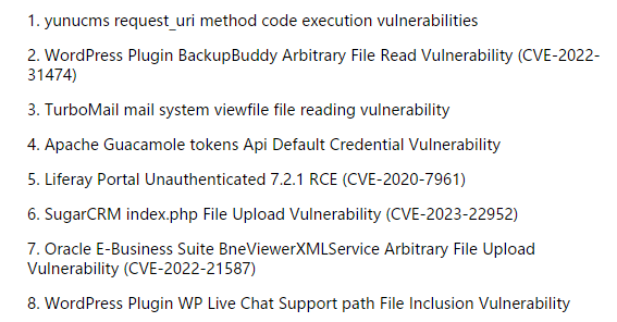 Metasec.Goby on Twitter: "🚩New vulnerabilities update #vulnerabilitie #CVE #RCE Payment: https ...