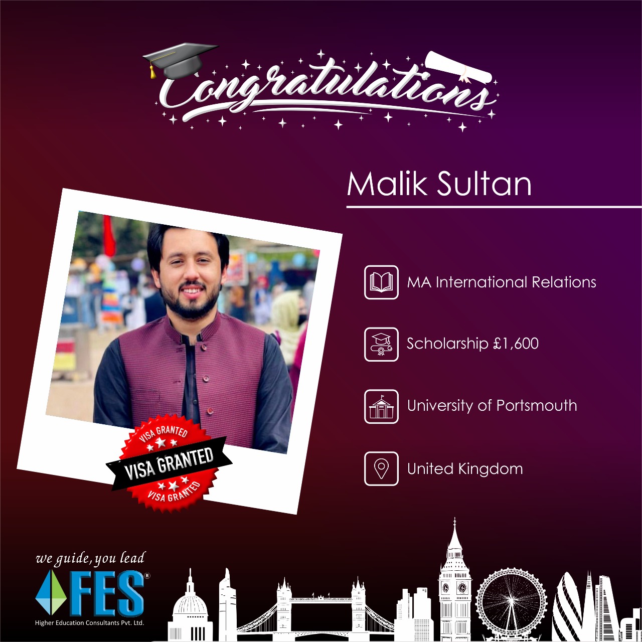 FES International on Twitter: "Heartiest Congratulations to Malik Sultan for securing #visa to ...