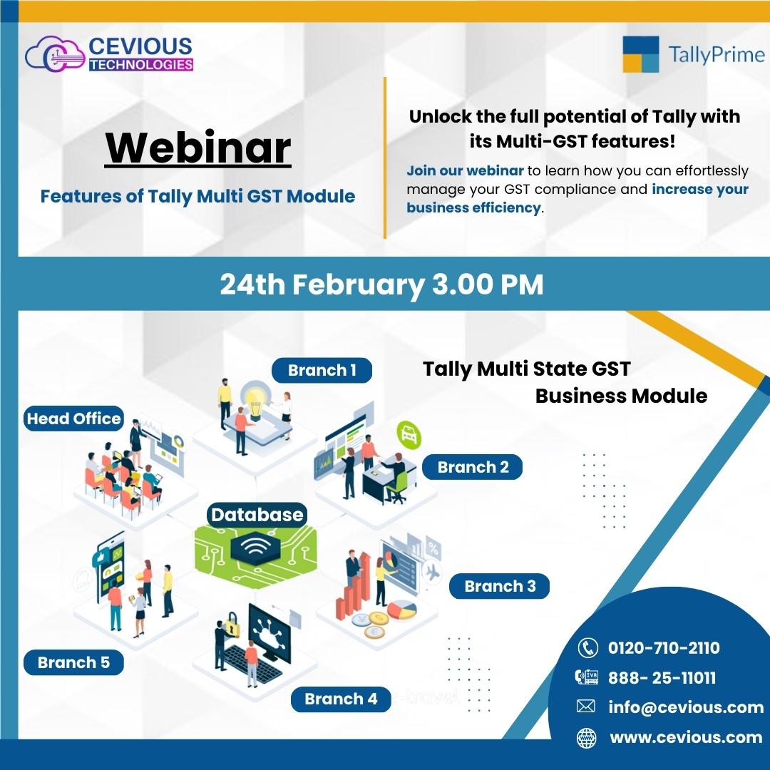 Cevious Technologies on Twitter: "Webinar on the Tally Multi GST Module's features. Come & Join ...