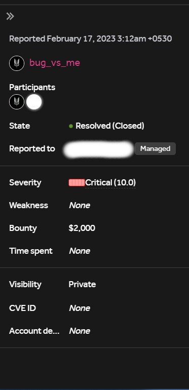 Deepak рџ рџ і Bug Vs Me On Twitter Yay I Was Awarded A 2 000 Bounty