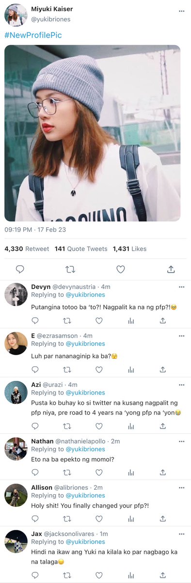 imnot.z on Twitter: "Nag palit nga, hindi ko naman dama karupokan mo yuki eh di talaga"