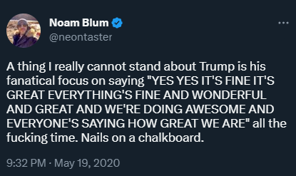 Noam Blum on Twitter: "The obsessive need to keep reiterating that everything is fine and none ...