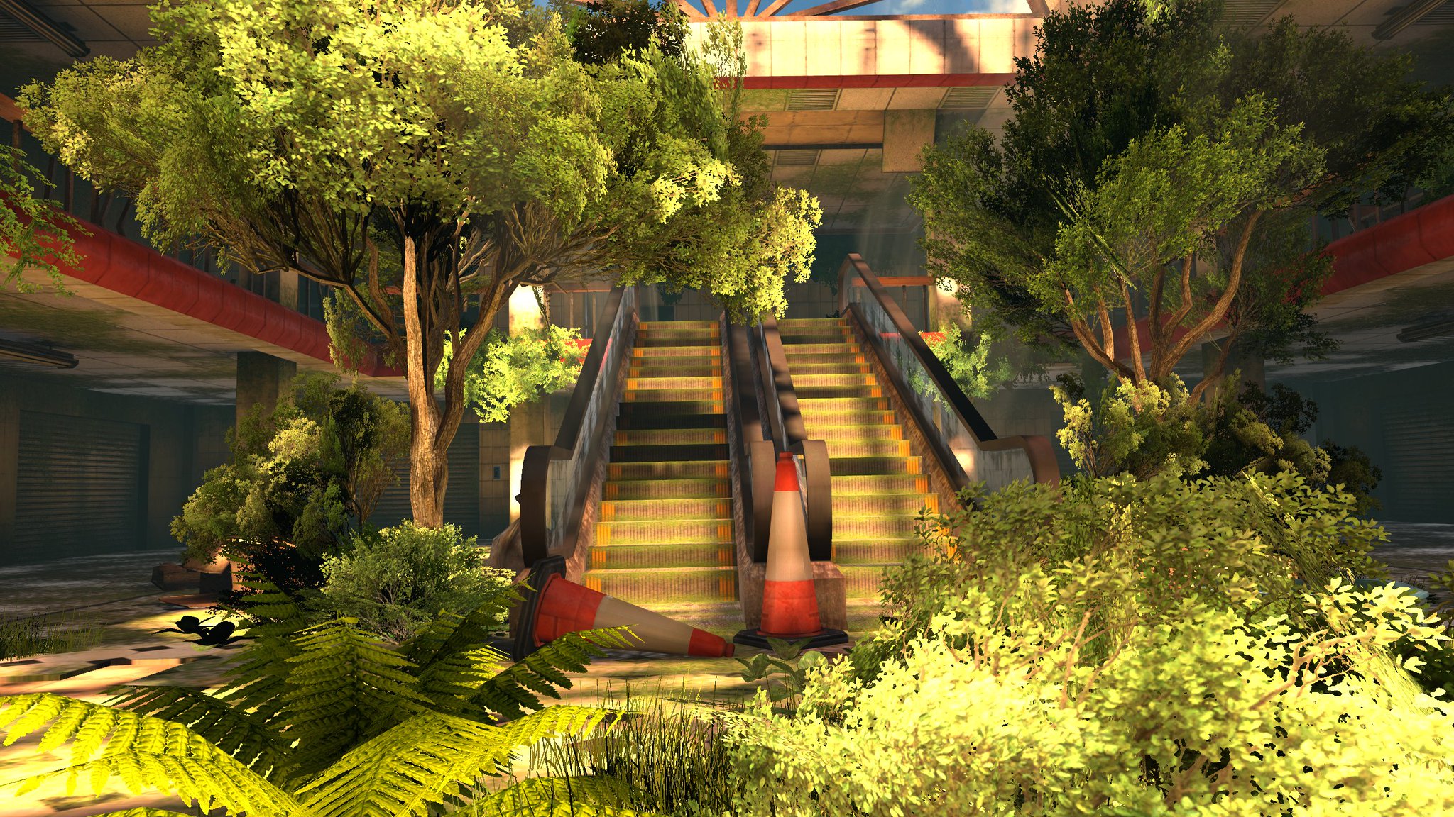 ともはいど🌘 on Twitter: "Empty Mall By：ふぇみはる Link：https://t.co/GOUHB87y2g 限界を迎えつつある廃墟のショッピングモール…光と空は ...