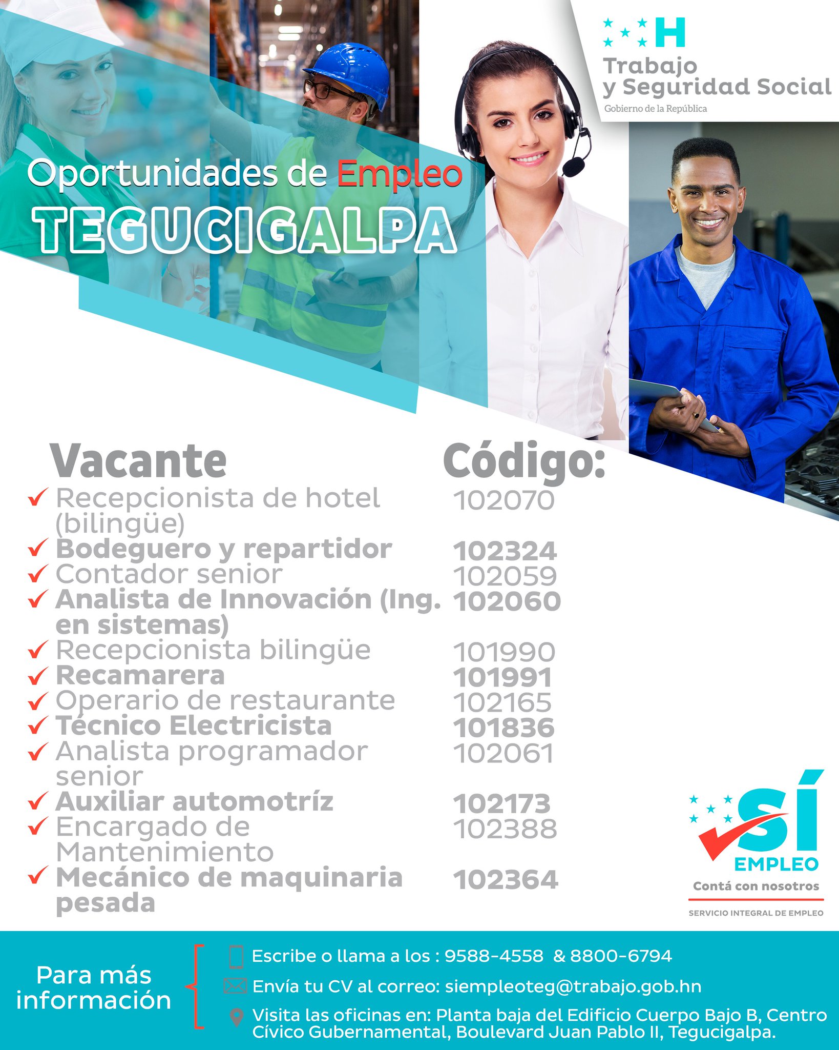 Secretaría de Trabajo y Seguridad Social Honduras on Twitter: "OPORTUNIDADES DE EMPLEO EN ...