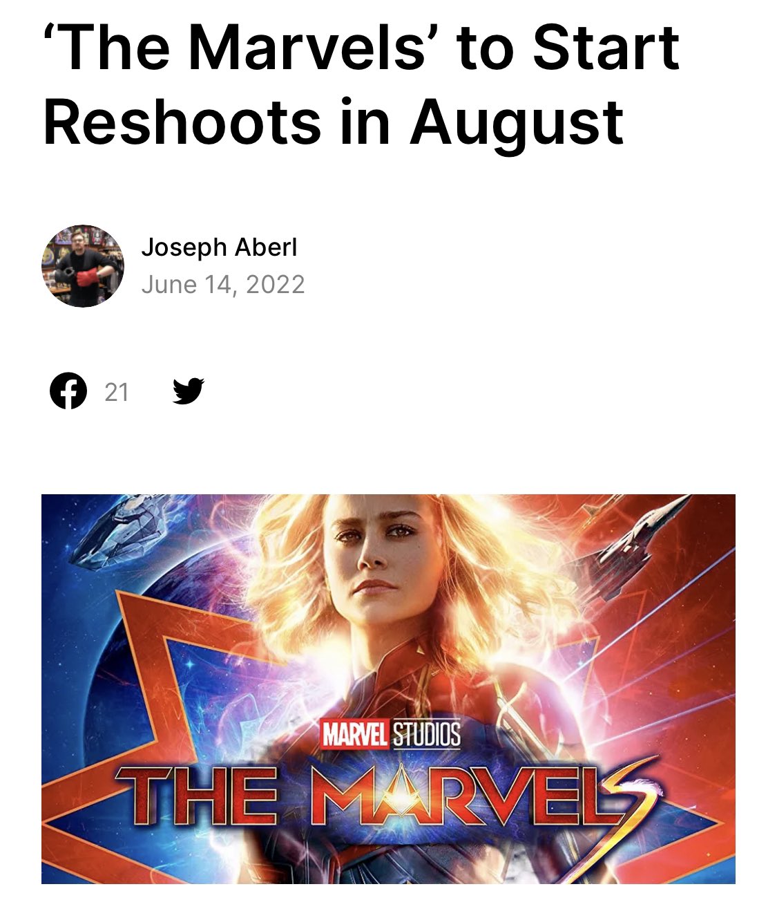 BrieNN on Twitter: "August 2022 The Marvels undergoes it’s final (reported) reshoots. https://t ...