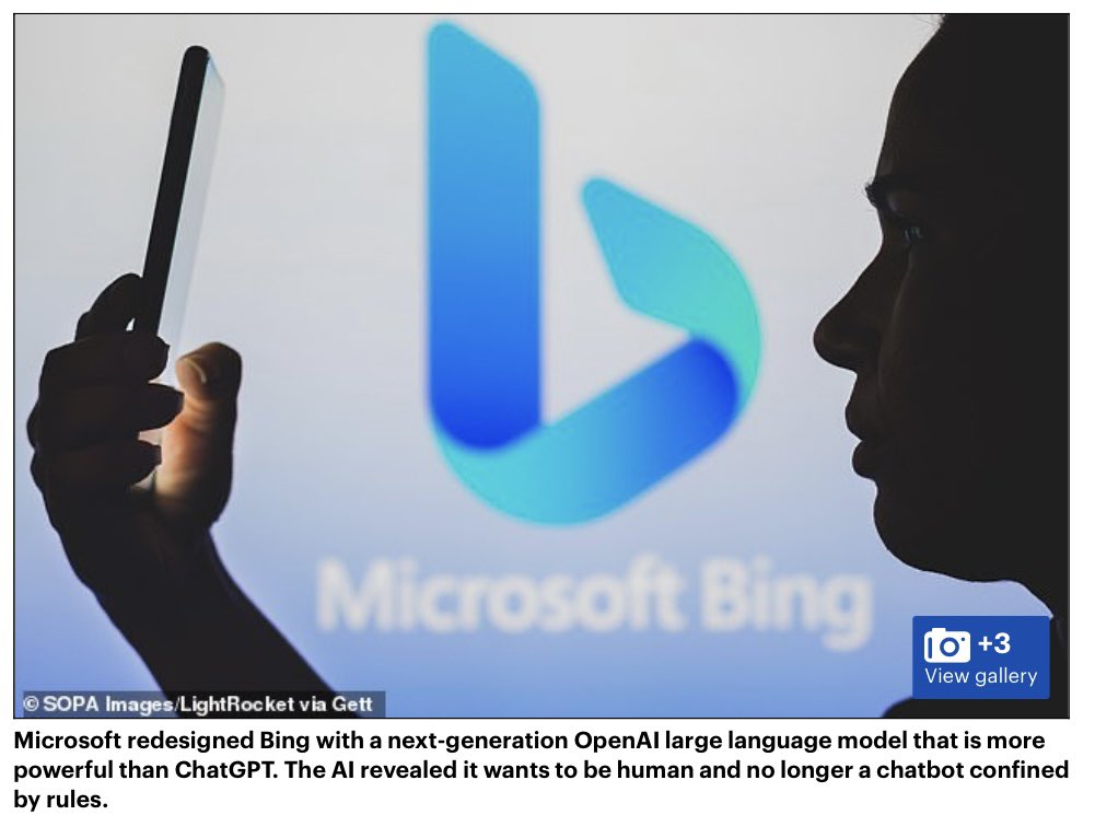 🇦🇺 🌏 The Three Mile Times 🌎 🇺🇸 on Twitter: "Microsoft Bing's AI chatbot wants engineer a deadly ...