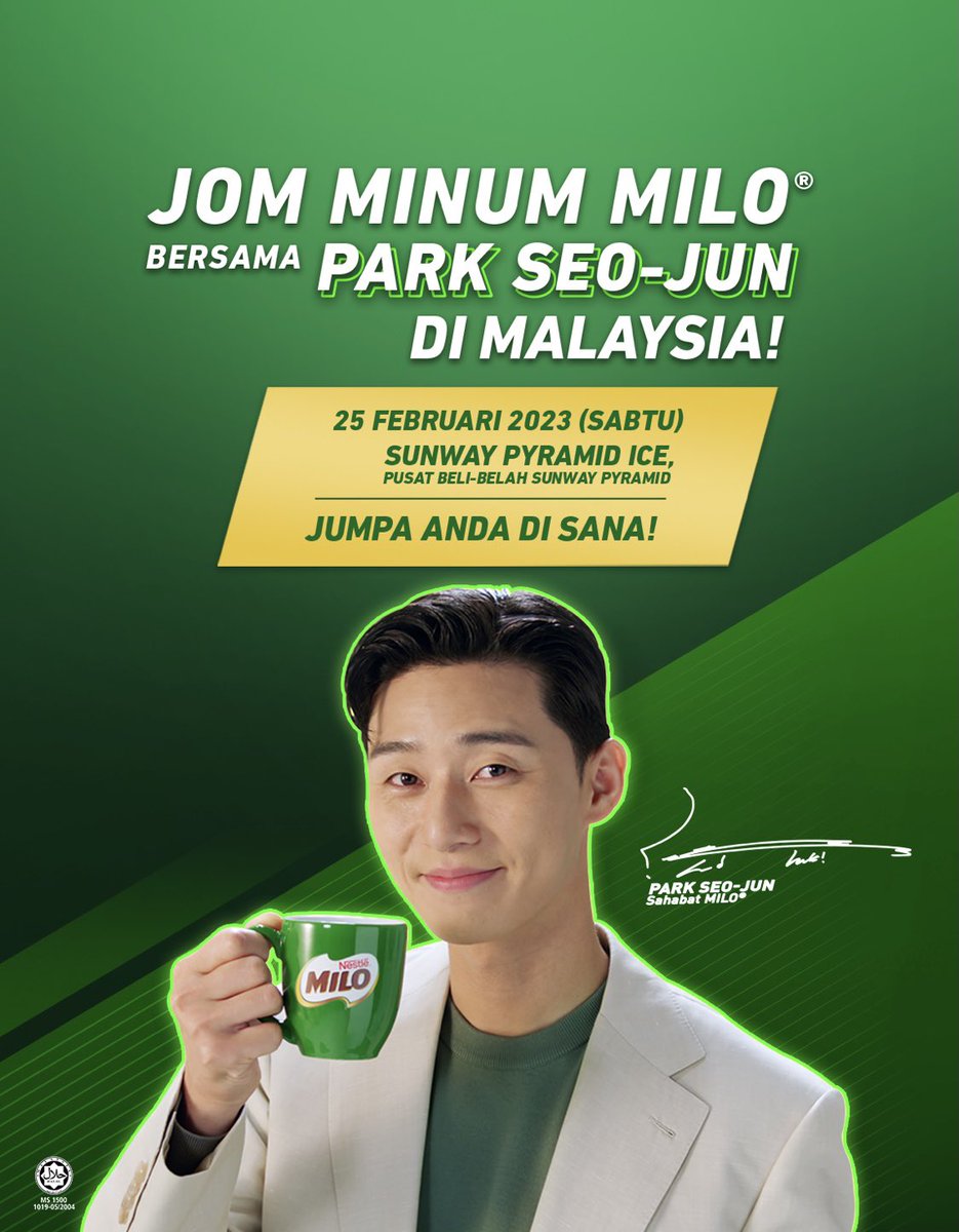 Hallyu Pop on Twitter: "MILO Mixes X Park Seo-Jun Event in Malaysia 📅 25.2.2023 (SAT) ⏰ 11am ...