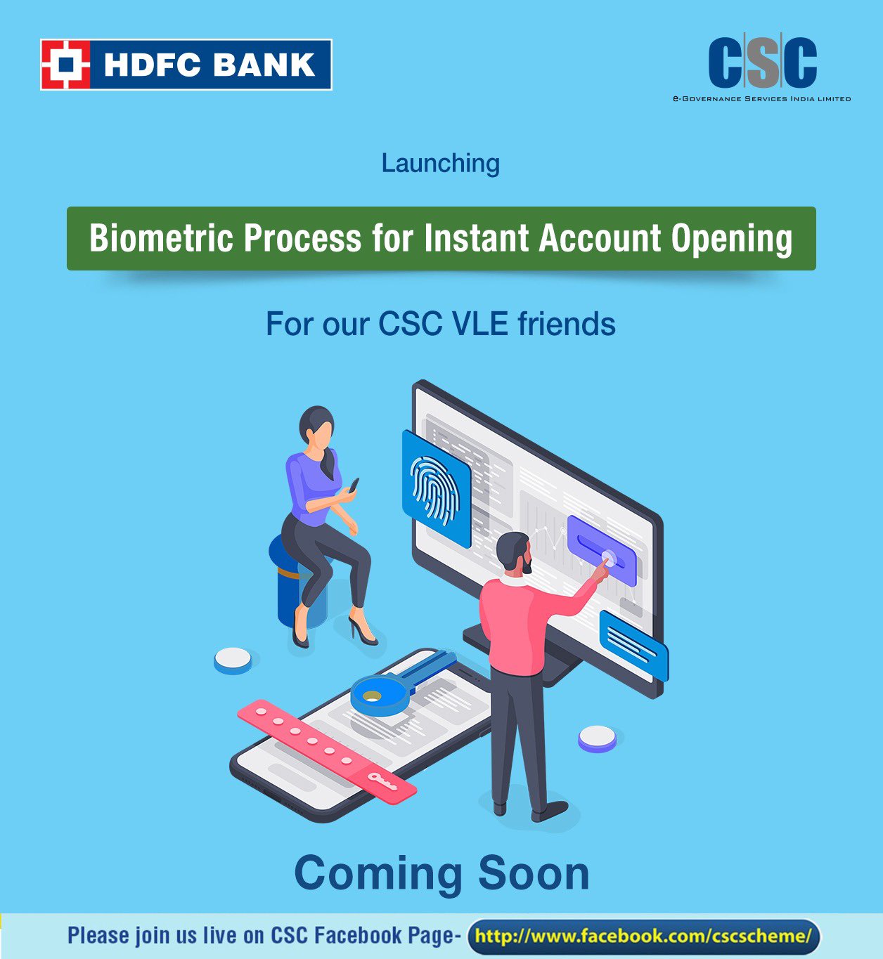 CSC Parivar on Twitter: "Attn VLEs, launching soon, Biometric process for #HDFCBank Instant ...