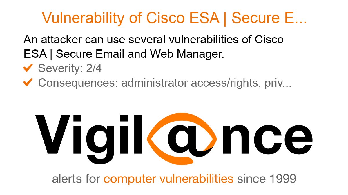 Vigil@nce Vulnerability Alerts on Twitter: "http://Vigilance.fr #Vulnerability of Cisco ESA ...