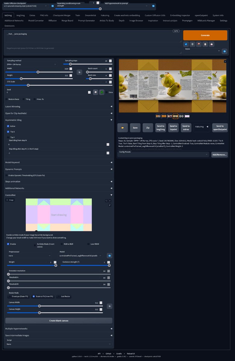 forasteran on Twitter: "ControlNetのSegmentationで、3Dのテクスチャを生成する作業フロー 3D物体をUV座標系のUVマッピングの2D画像にして ...