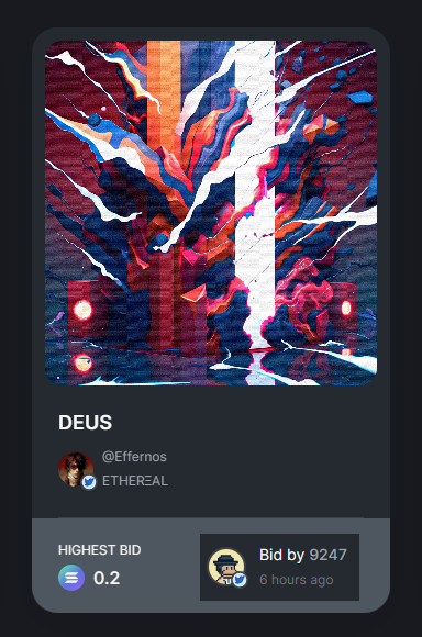 NEW NFT DROP!! on Twitter: "AUCTION STARTED 📢 DEUS // #6 ETHERΞAL.REALMS By @ValueXBT For 0.2 ...