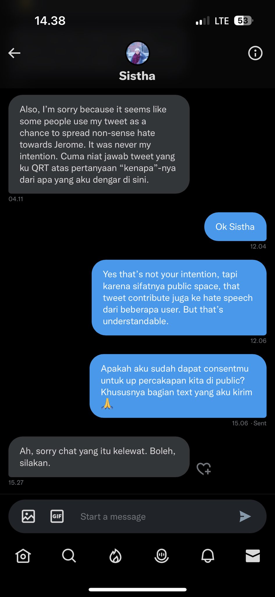 Jehian Panangian Sijabat on Twitter: "Konteks: Mbak Sistha sadar kalau tweetnya jadi pemicu ...