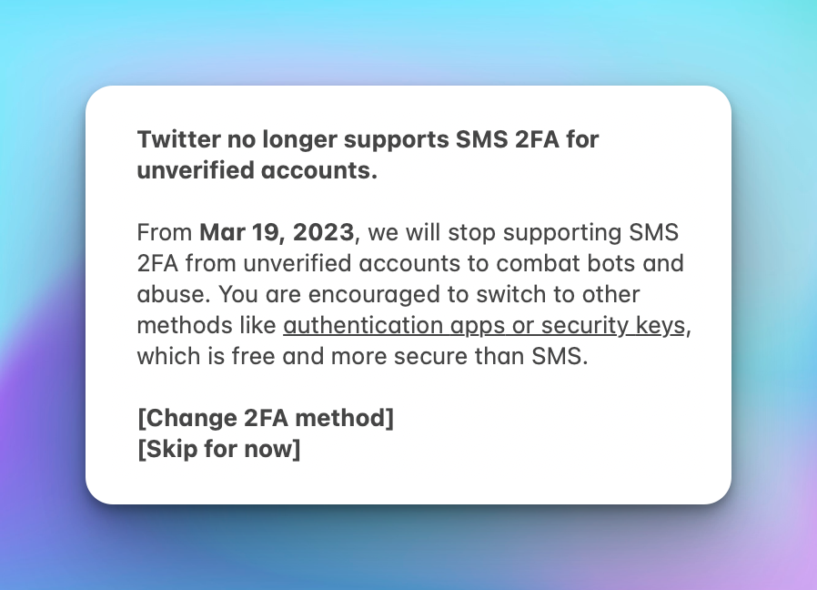 Tony Dinh 🎯 on Twitter: "I was just made aware of the real reason why they stopped SMS 2FA, so ...