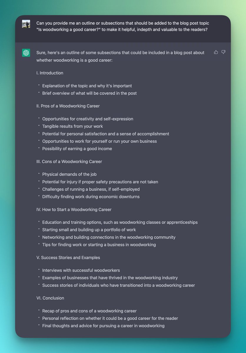 I am using ChatGPT to generate intros, conclusions & outlines most of ...