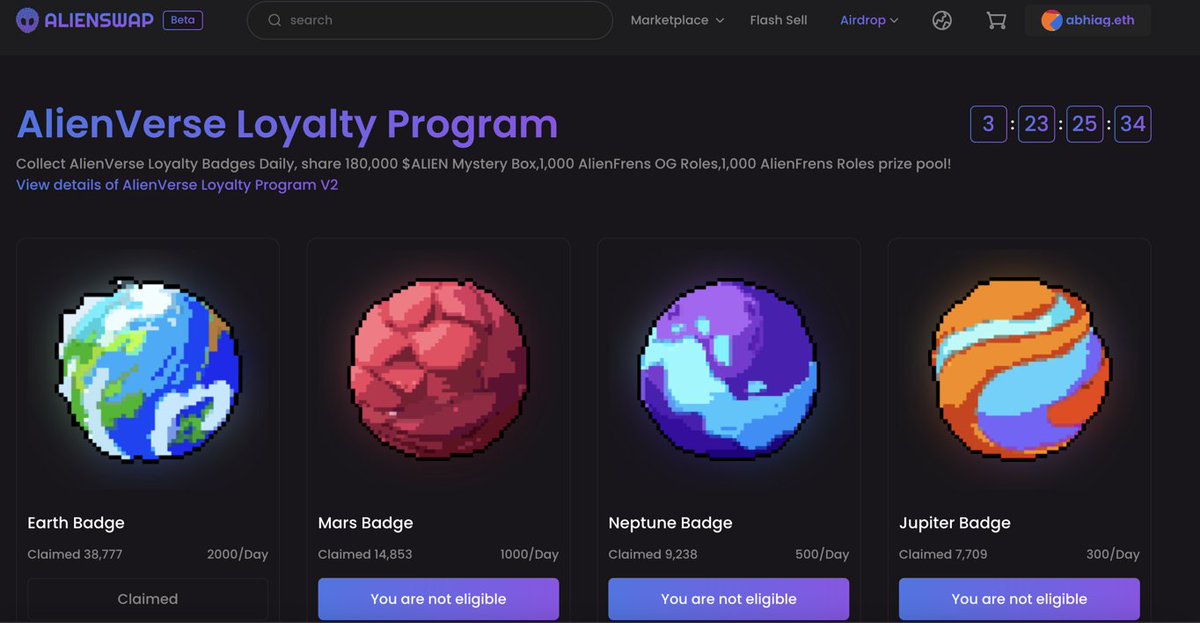 GA DAO🍥 on Twitter: "🥁#AlienSwap AlienVerse Badge Event 🪂 👉Claim Badges as much as you can, It ...